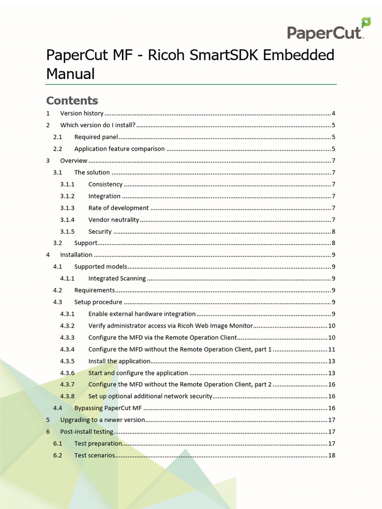 Papercut MF Ricoh SmartSDK - Embedded Manual | PDF | Computer Network | Login