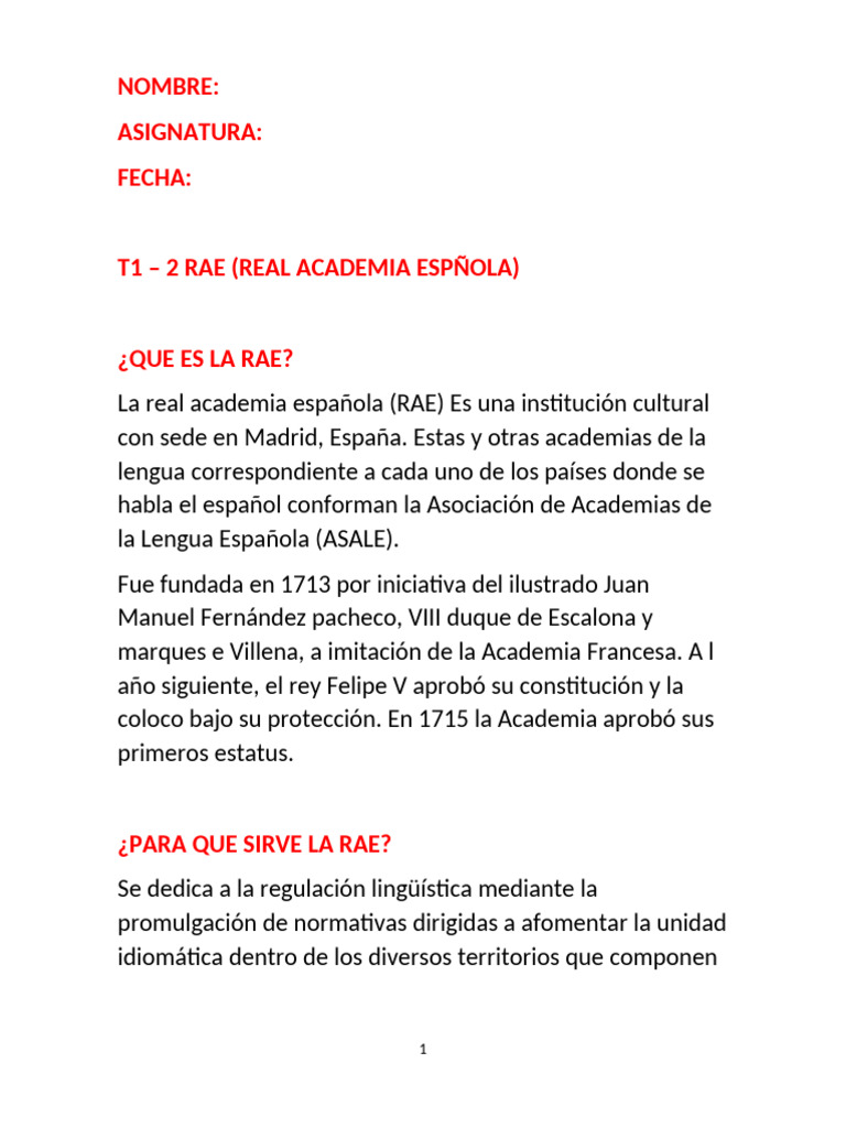 Importancia y Función de la RAE | PDF