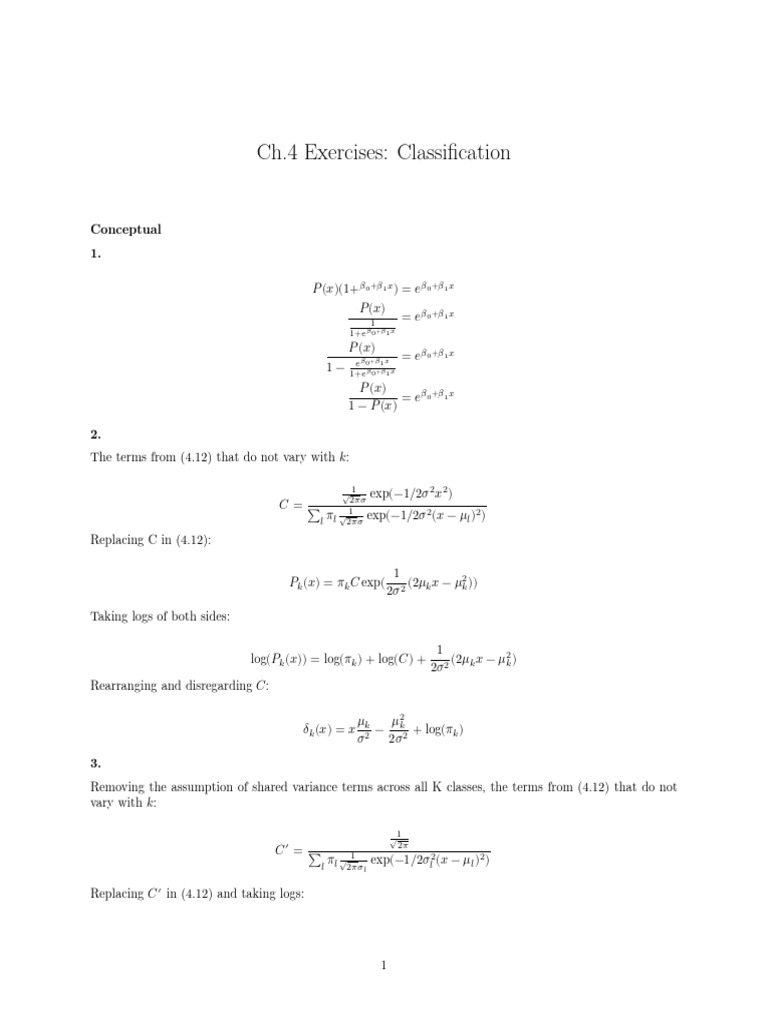 ISLR Solutions - Classification | PDF | Errors And Residuals | Degrees Of Freedom (Statistics)