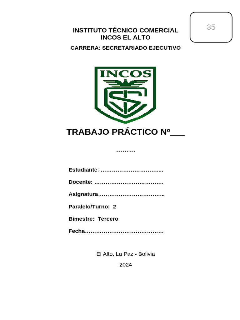 Formato de La Caratula para Presentación de Trabajos-2024 | PDF