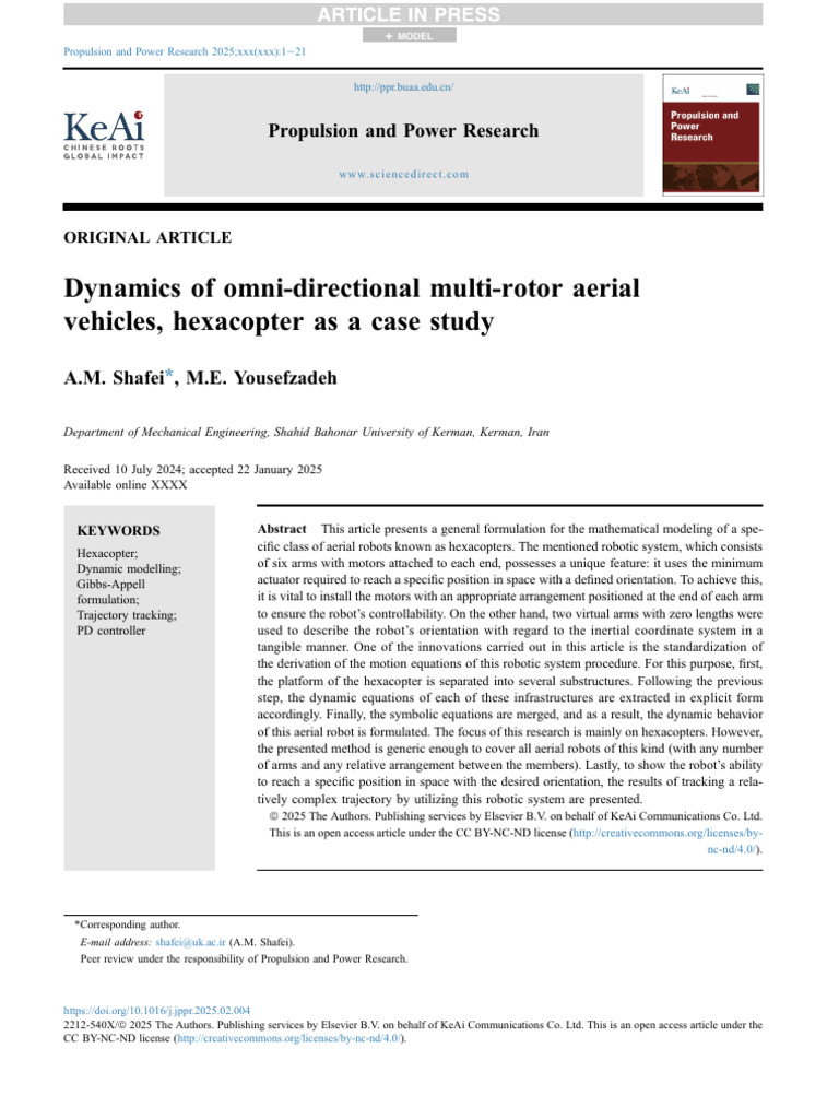 Dynamics of Omni Directional Multi Rotor Aerial Vehic - 2025 - Propulsion and Po | PDF ...