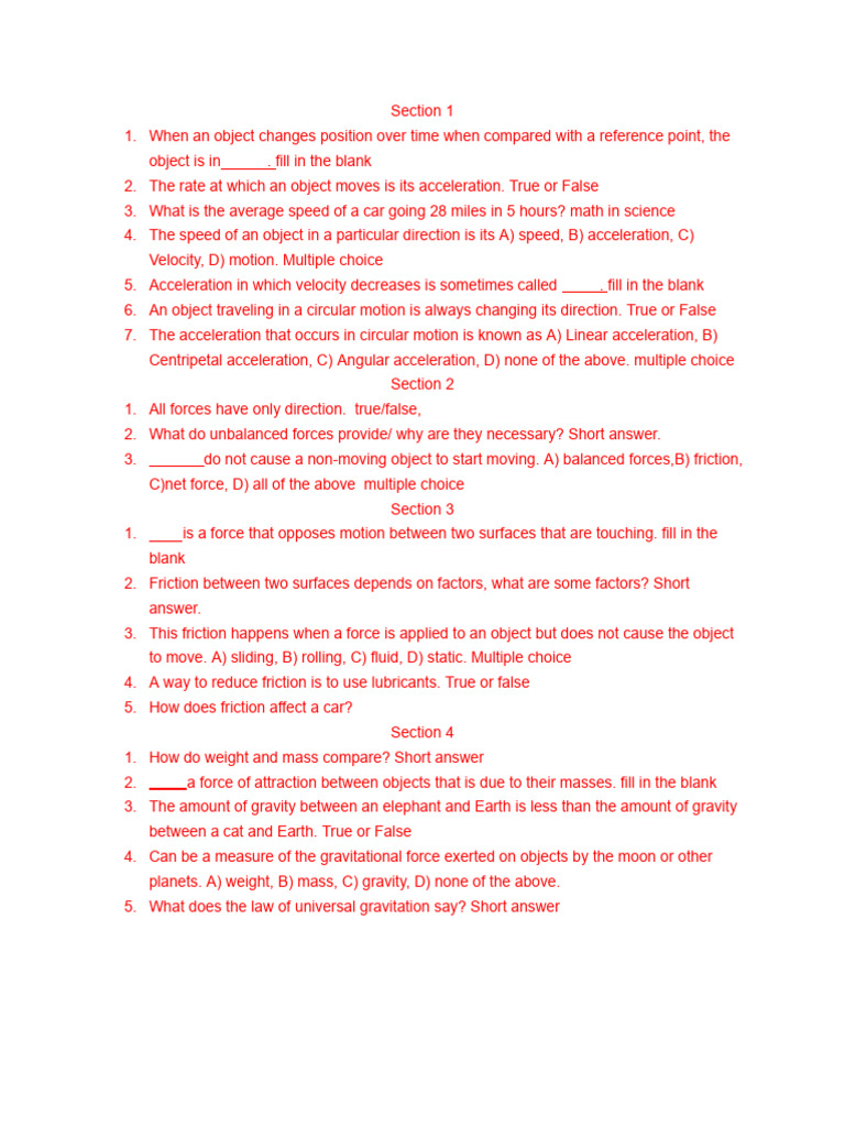Chapter 5 Focused Notes | PDF | Force | Weight