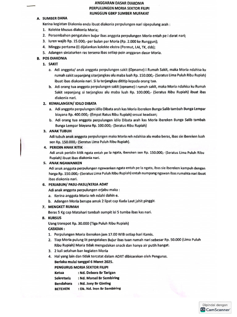 Anggaran Dasar Diakonia Moria Filipi | PDF