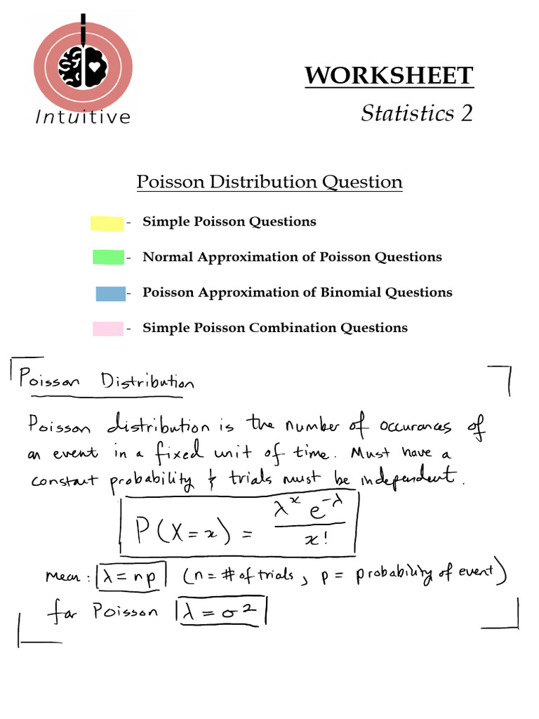 Poisson Distribution - WORKSHEET | PDF
