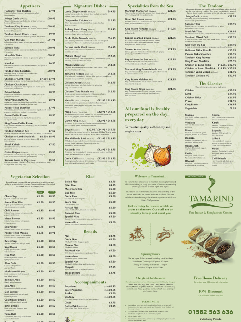 Tamarind Menu A3TA MENU 3 | PDF | Indian Cuisine | Curry