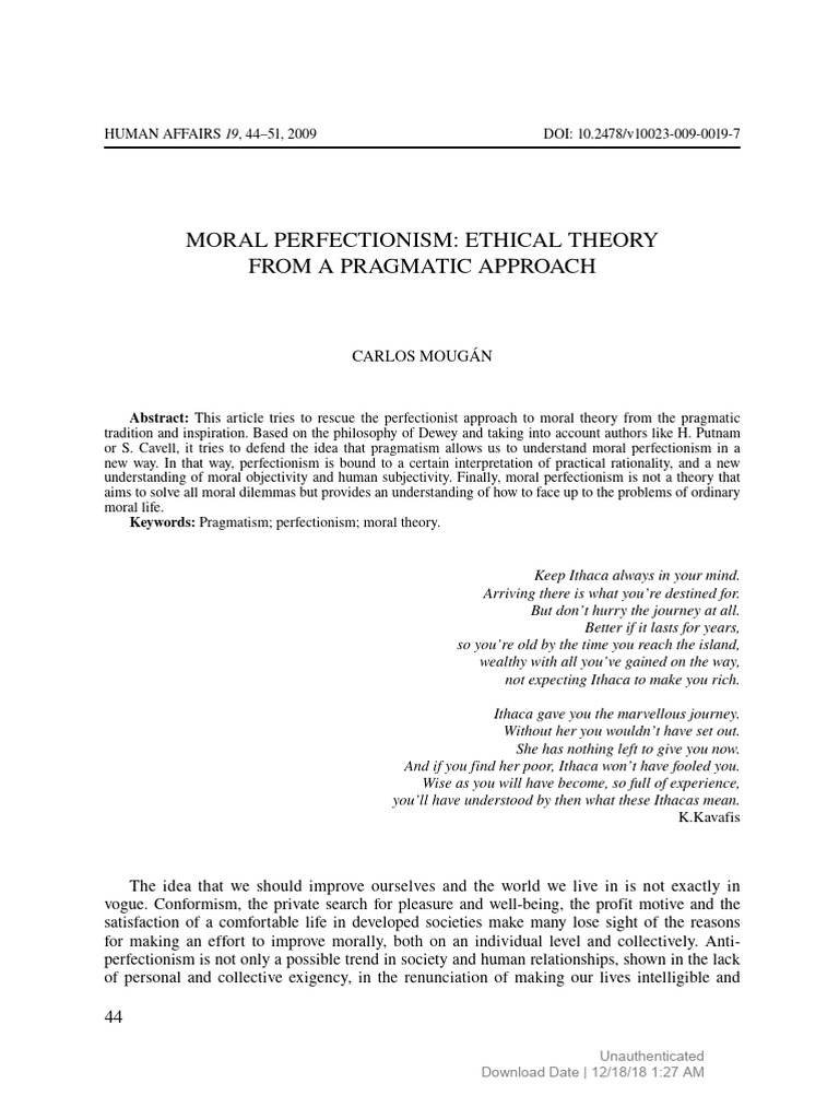 Moral Perfectionism Ethical Theory From A Pragmatic Approach (Mougán, Carlos) (Z-Library) | PDF ...