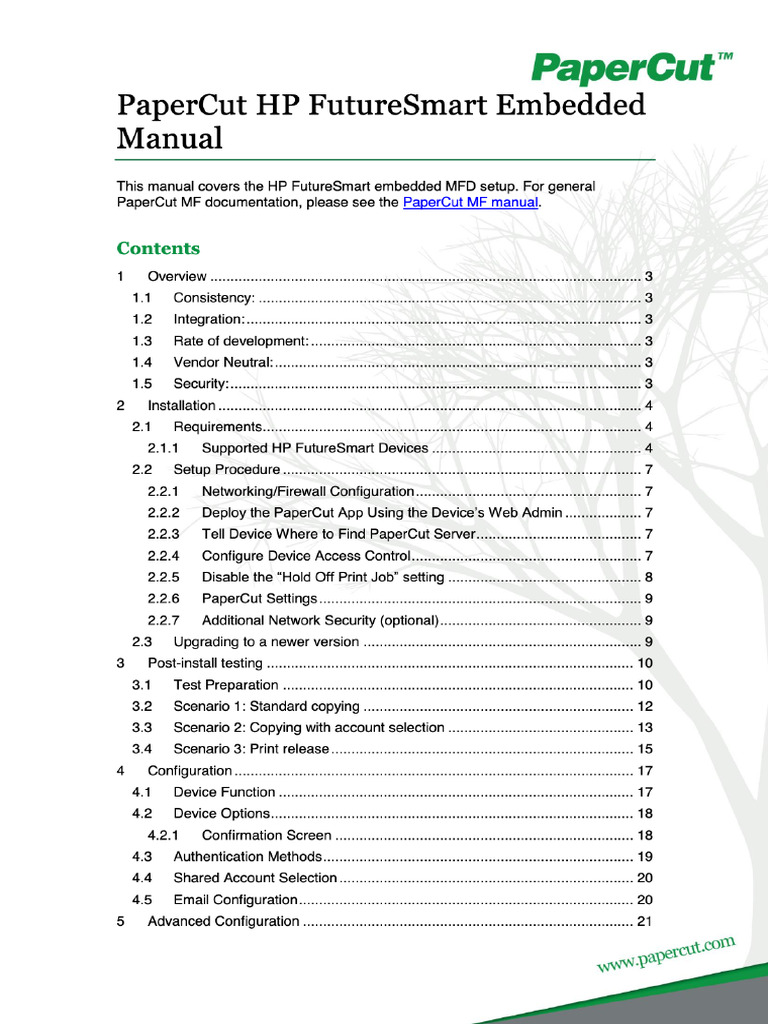 PaperCut MF-HP FutureSmart-Embedded Manual | PDF