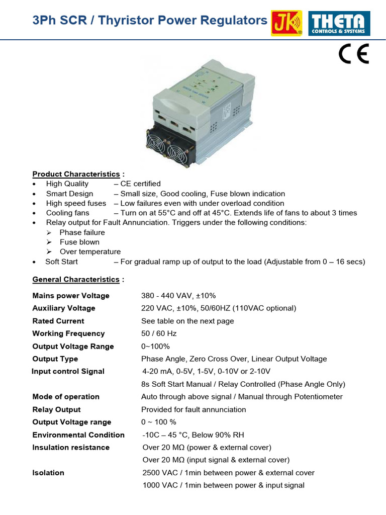 Theta JK 3Ph Power Regulators - Brochure v11.10 | PDF | Alternating Current | Relay