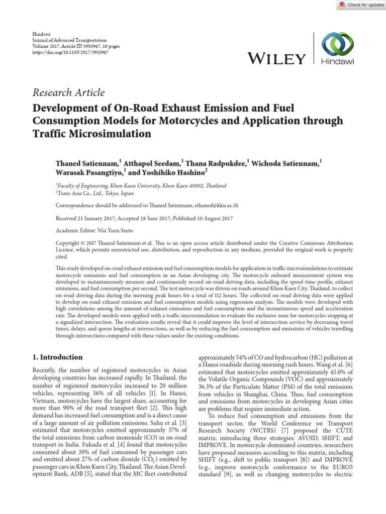 Journal of Advanced Transportation - 2017 - Satiennam - Development of ...