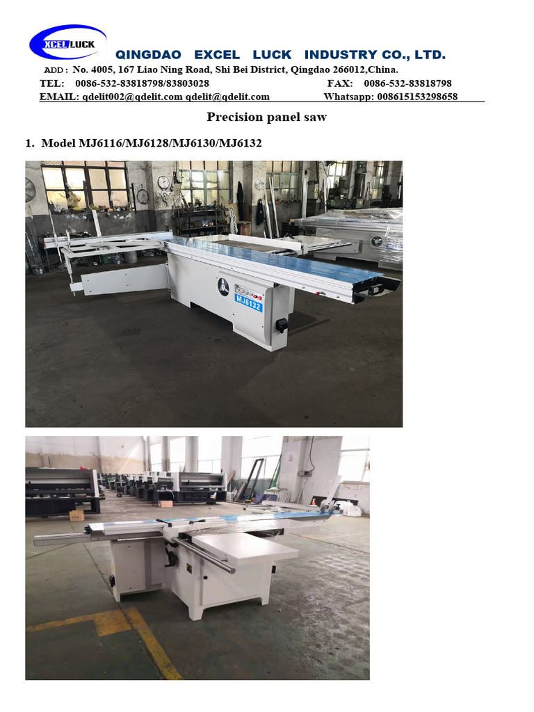 Precision Panel Saw Models Overview | PDF