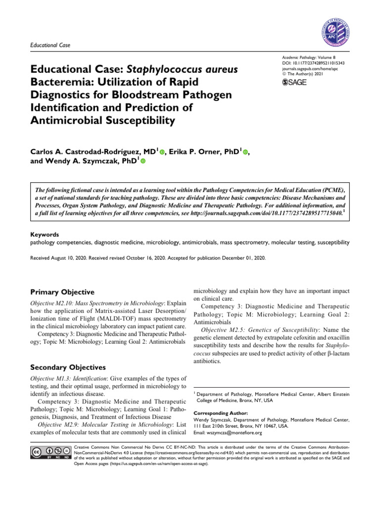 Staph Micro Educational Case | PDF | Staphylococcus Aureus | Sepsis