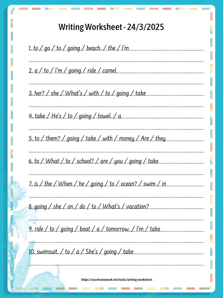 Writing Worksheet - 24 - 3 - 2025 | PDF