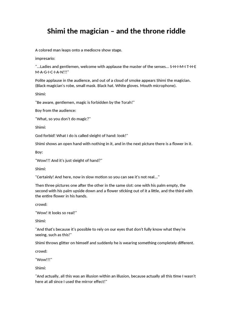 Shimi The Magician - and The Throne Riddle | PDF