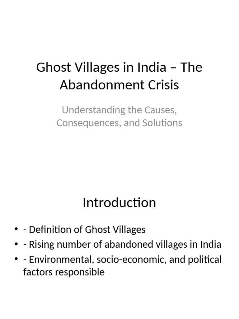 Ghost Villages in India Presentation Updated | PDF