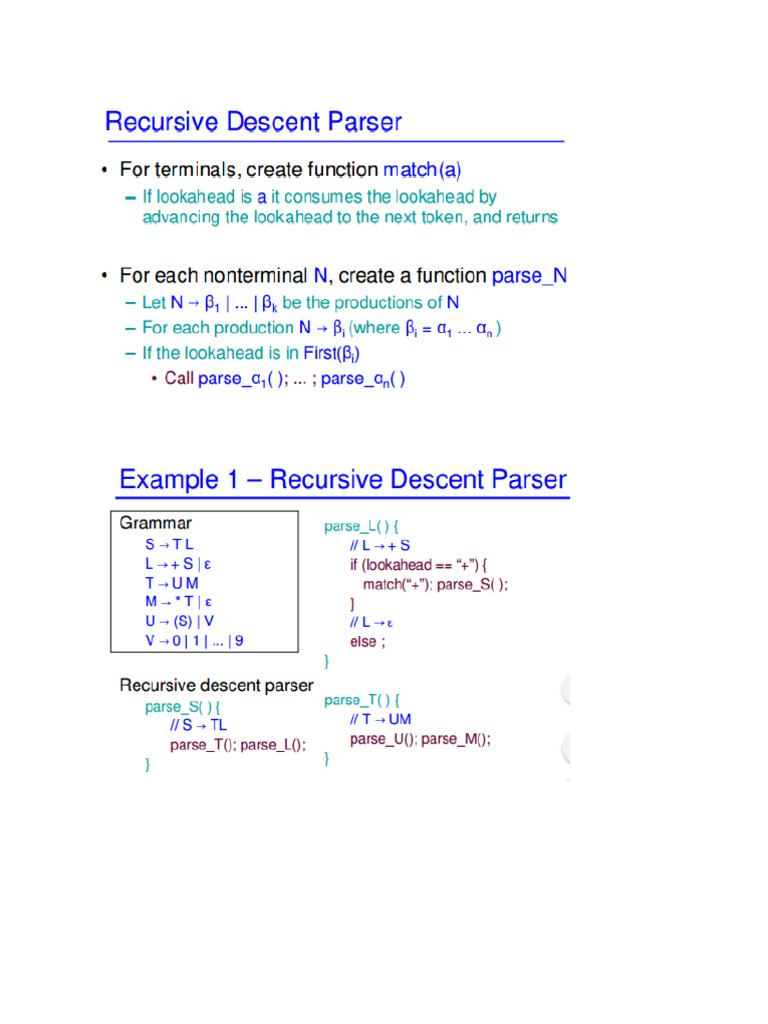 Recursive Decent Parser | PDF