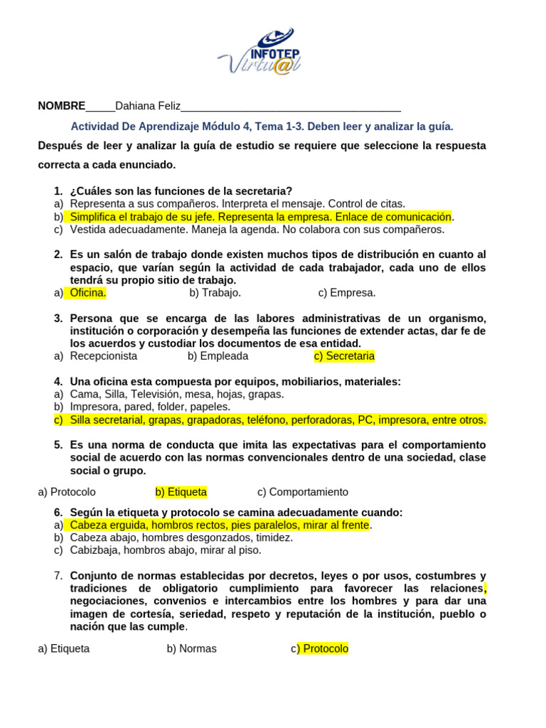 Actividad de Aprendizaje Módulo 4, Tema 2-3. | PDF | Etiqueta