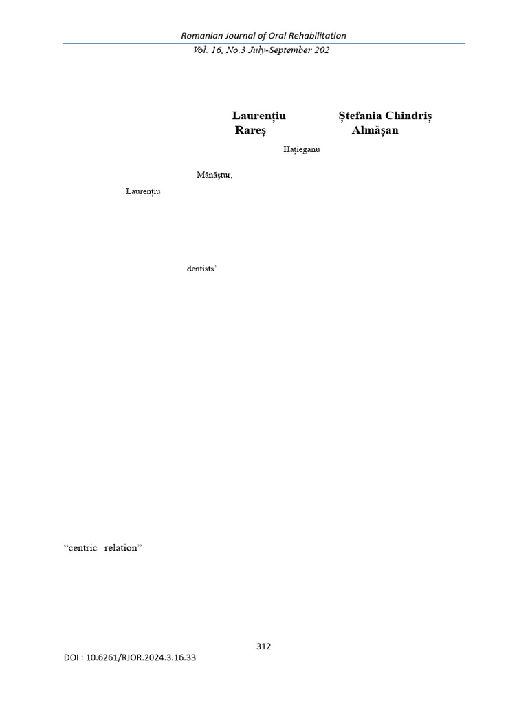 The Use of Centric Relation in Complex Oral Rehabilitations, A ...