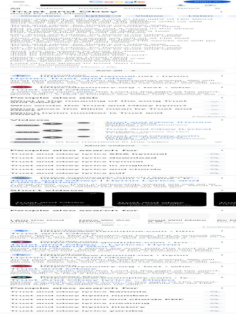 Trust And Obey Lyrics Google Search Pdf Religious Songs