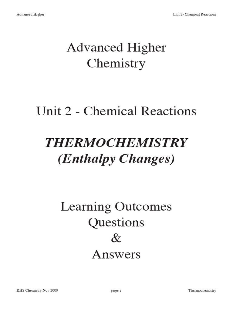 ThermoChemistry LO's and Q's | PDF | Enthalpy | Chemistry