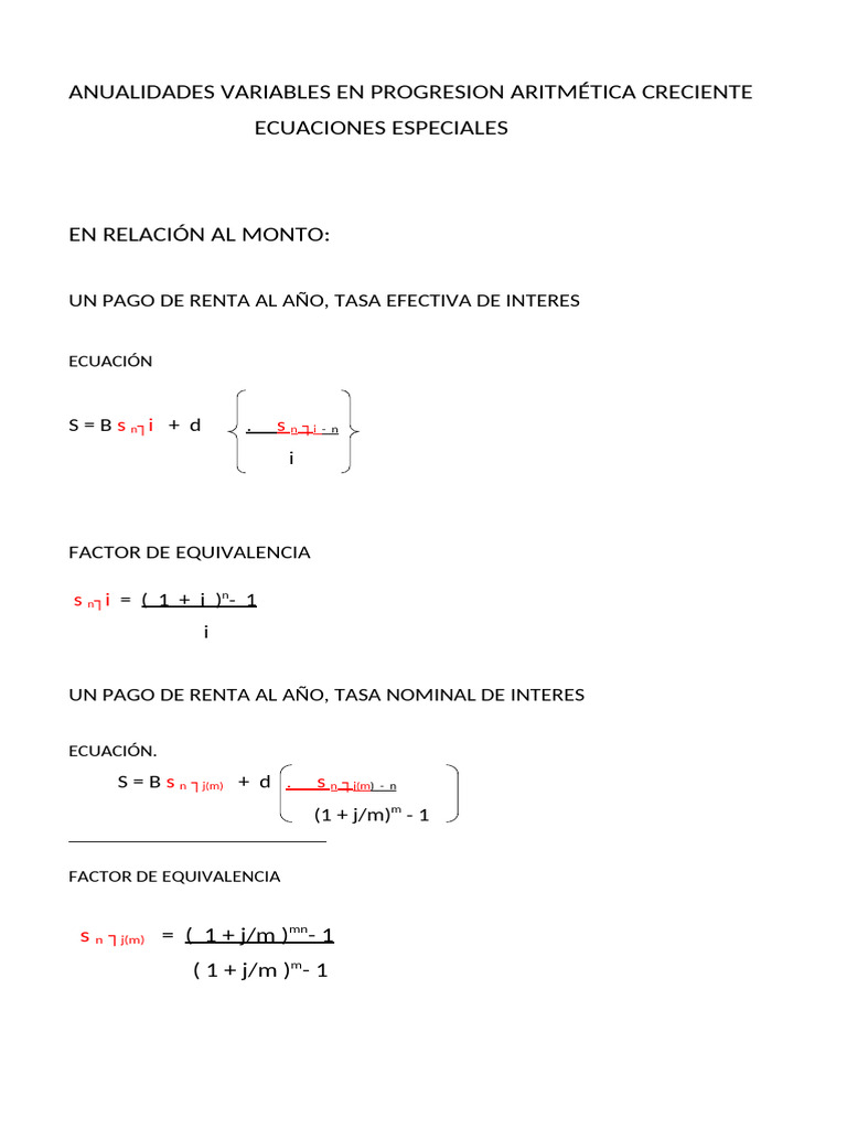 Ecuaciones para El Calculo Del Monto Y Valor Actual | PDF