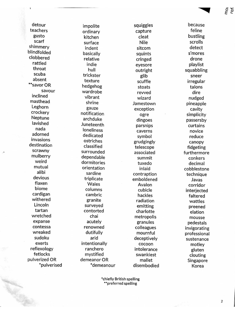 Spelling Bee Word List (2021) | PDF