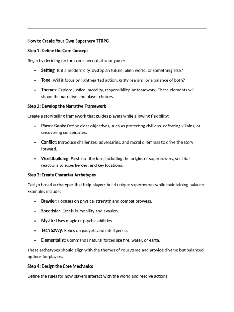 How to Create Your Own Superhero TTRPG | PDF | Tabletop Role Playing ...