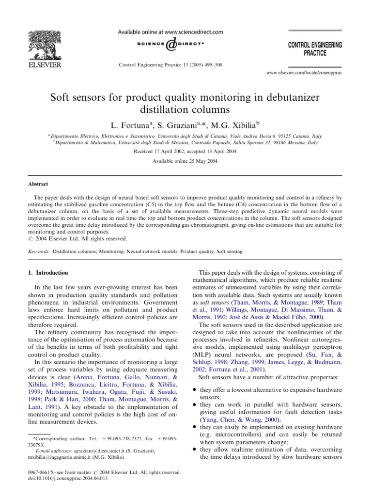 Soft Sensors For Product Qualitymonitoring in Debutanizer Distillation Columns | PDF | Dependent ...