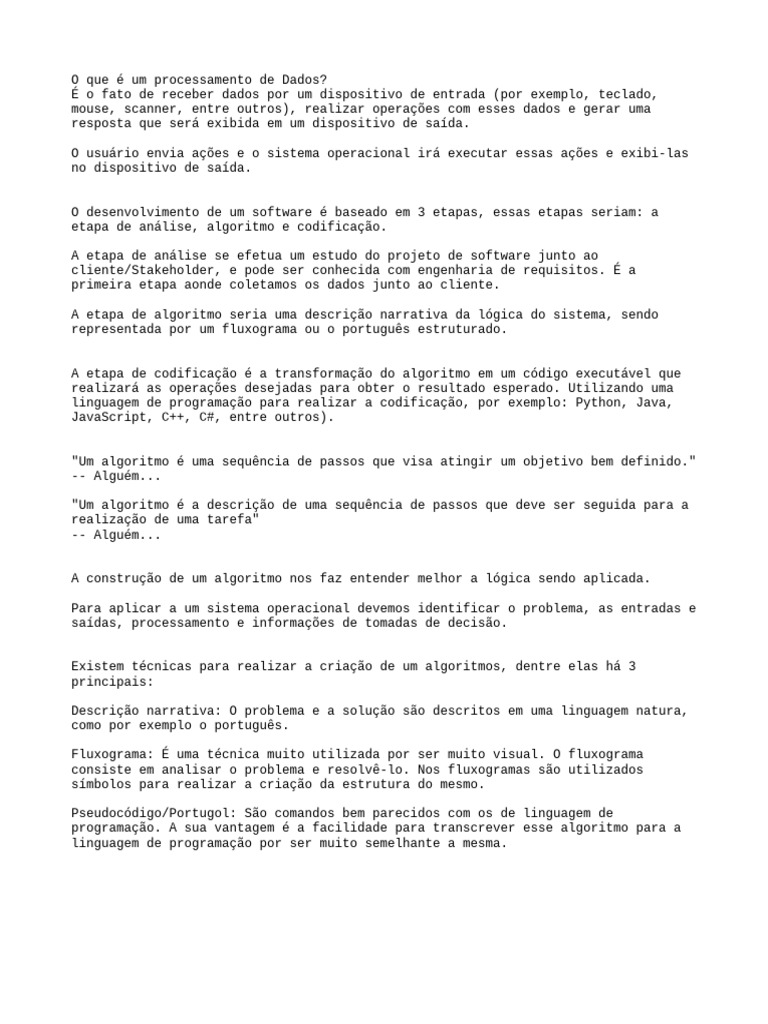 Algoritmos Aula 001 | PDF