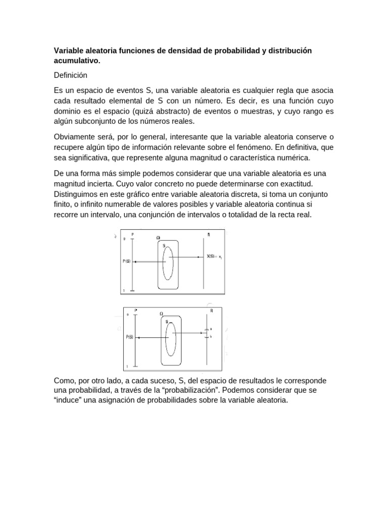 Variable Aleatoria Funciones de Densidad de Probabilidad y Distribución Acumulativo | PDF ...