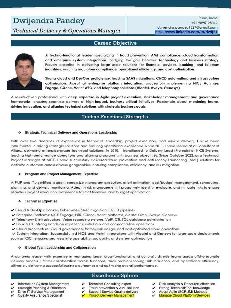 Dwijendra Pandey - Resume_2025_4.docx | PDF | Cloud Computing | Governance