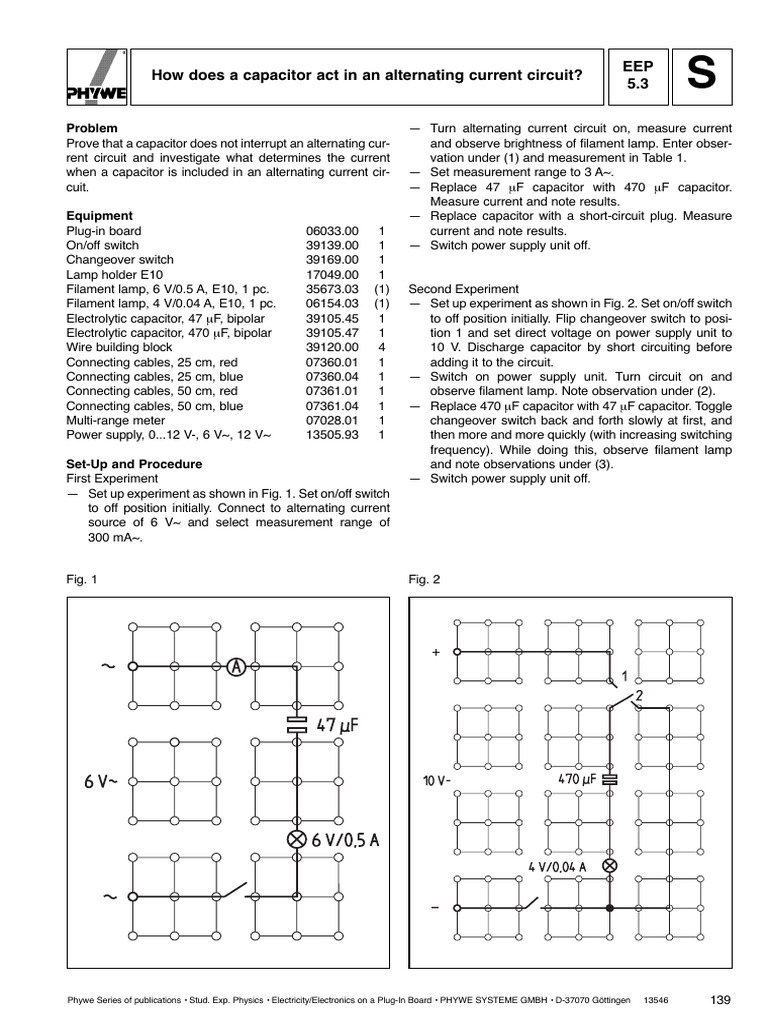 Capacitor In Ac Experiment Pdf Capacitor Electrical Network