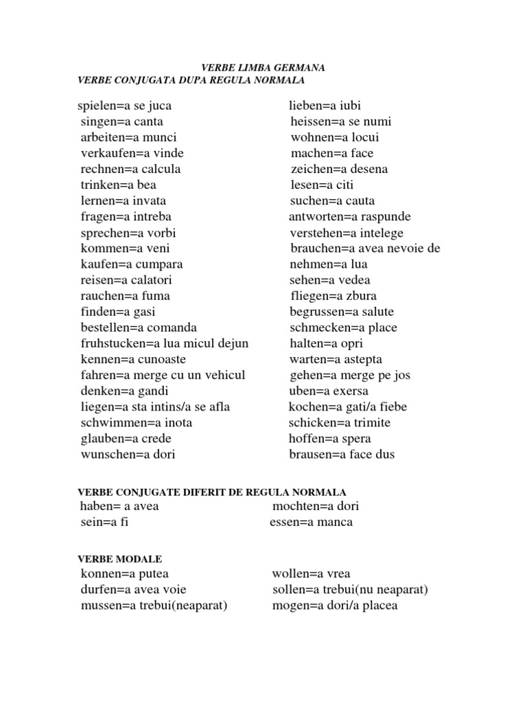 Verbe Limba Germana | PDF