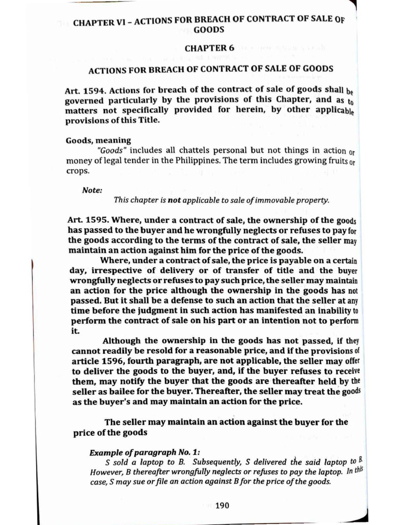 Breach of Sale of Goods Contract Actions | PDF | Breach Of Contract ...