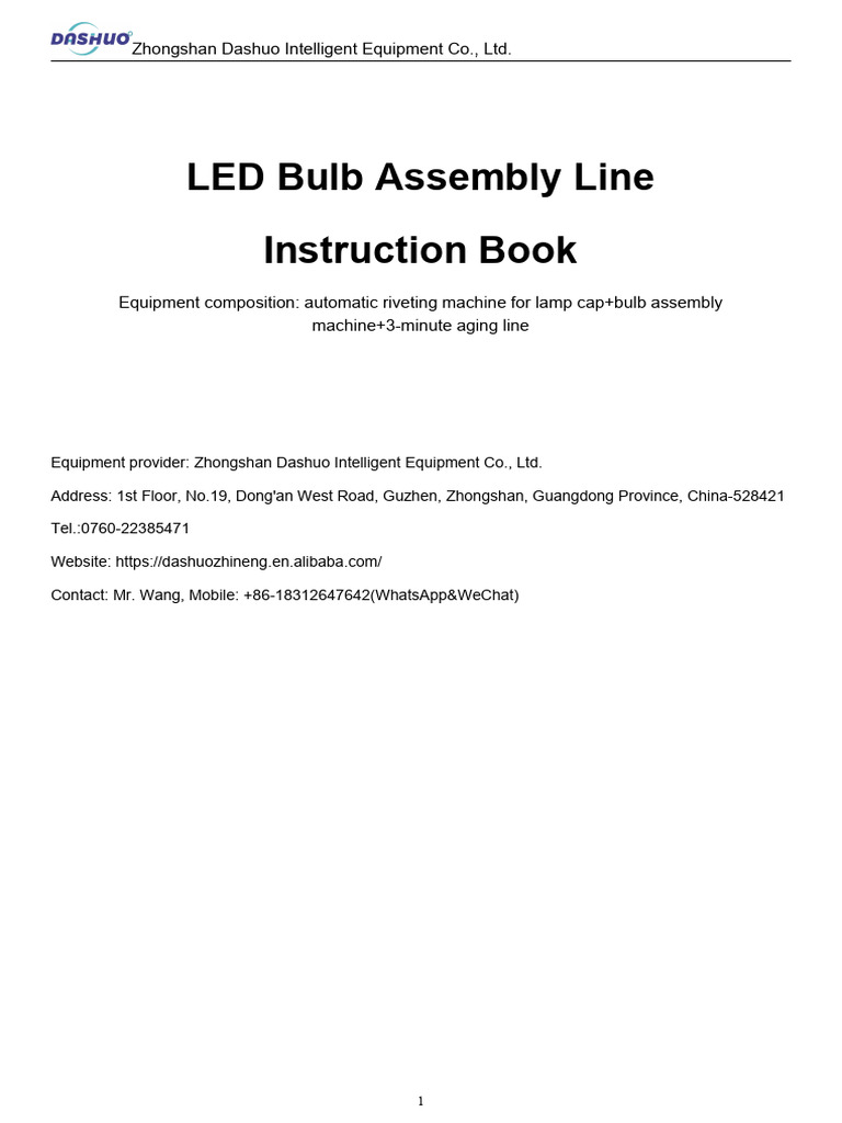 LED Bulb Assembly Line Overview | PDF | Numerical Control ...