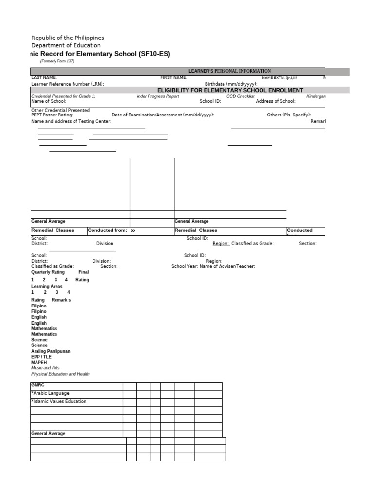 SF 10 Grade 1 Matatag | PDF