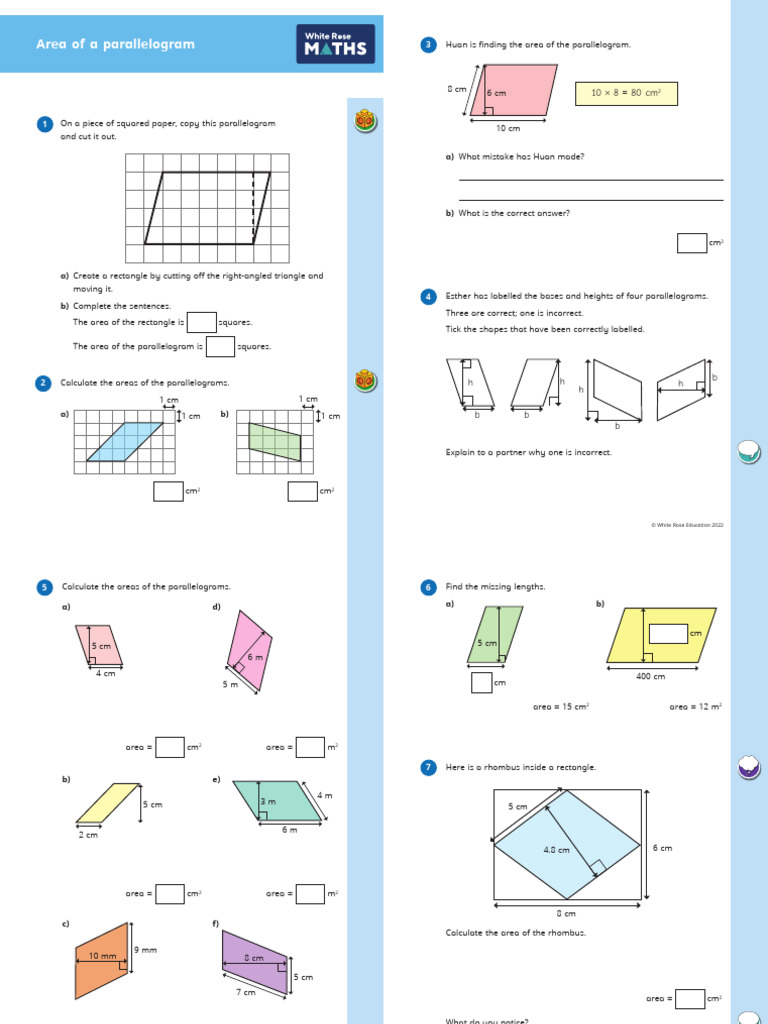 Y6 Spring Block 5 WO6 Area of A Parallelogram 2022 | PDF | Area | Euclid