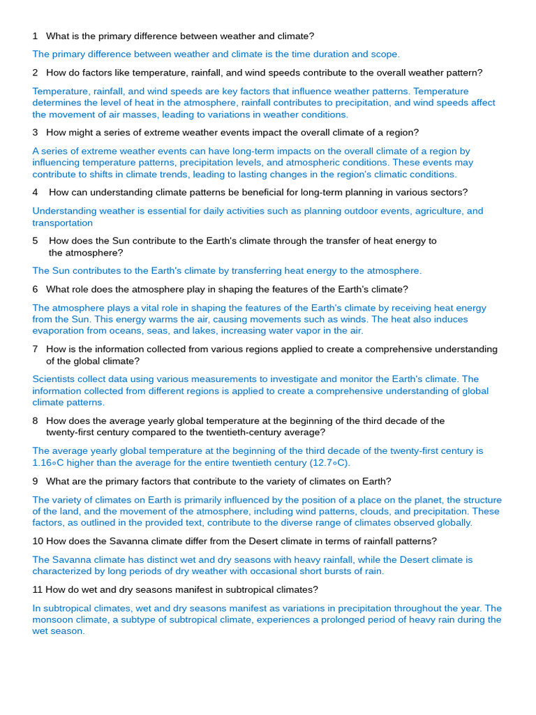 Weather vs. Climate: Key Differences Explained | PDF | Climate ...