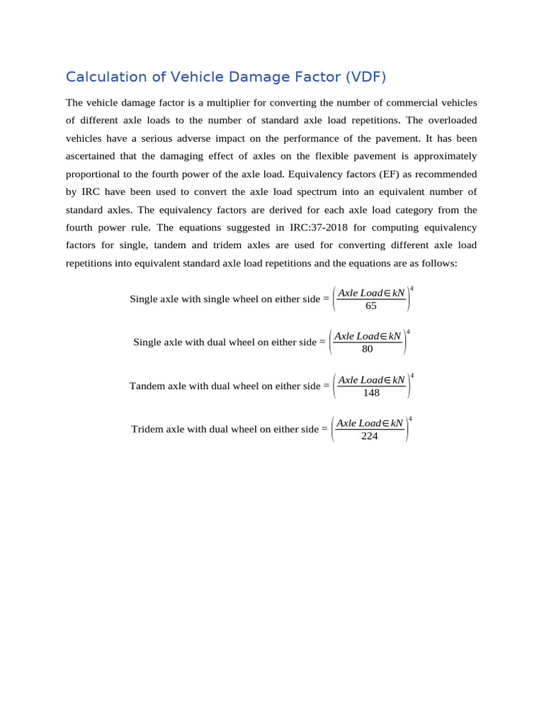 Calculation of Vehicle Damage Factor | PDF