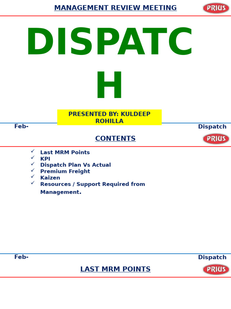 MRM of Dispatch Department | PDF | Business | Secondary Sector Of The ...