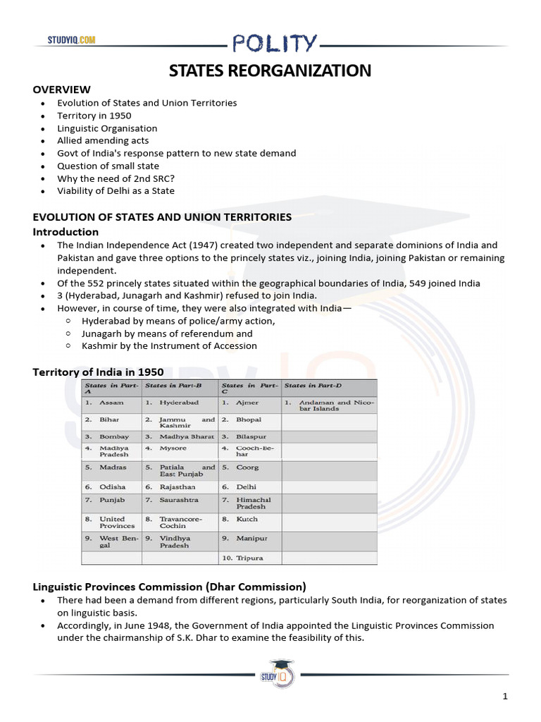 1.08 States Reorganization | PDF