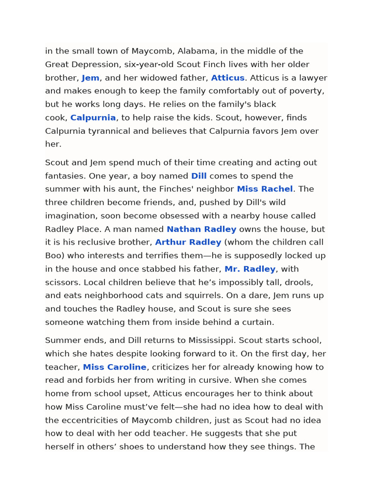 n the small town of Maycomb | PDF | To Kill A Mockingbird