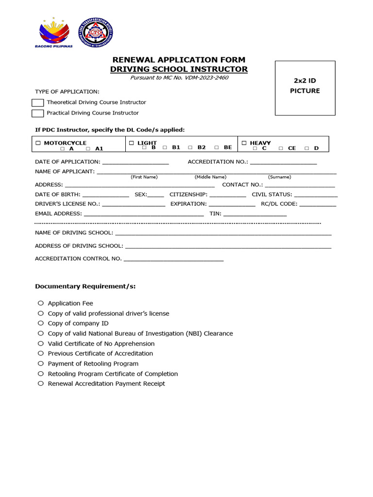 App Form Renew DS Instructor | PDF | Driver's License