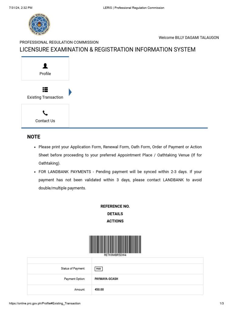 LERIS - Professional Regulation Commission | PDF | Philippines