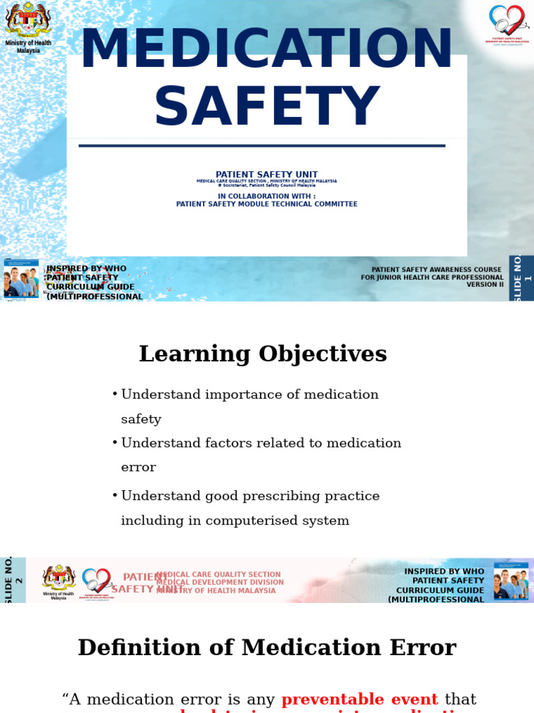 Medication Safety Curriculum Guide KKM | PDF | Medical Prescription ...
