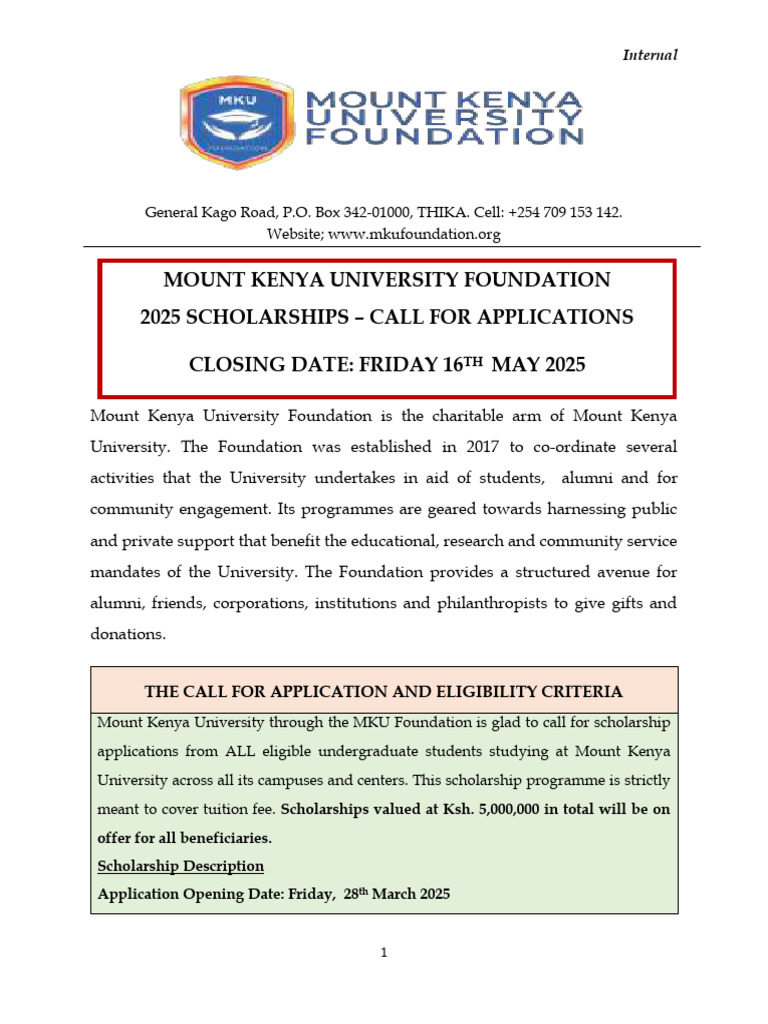 2025 Advert For Mku Foundation Application | PDF | Higher Education ...