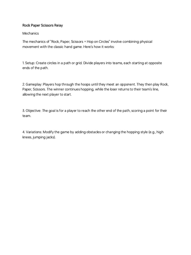 Rock, Paper, & Scissors Relay | PDF