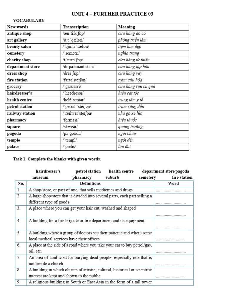 Vocabulary and Grammar Practice Guide | PDF