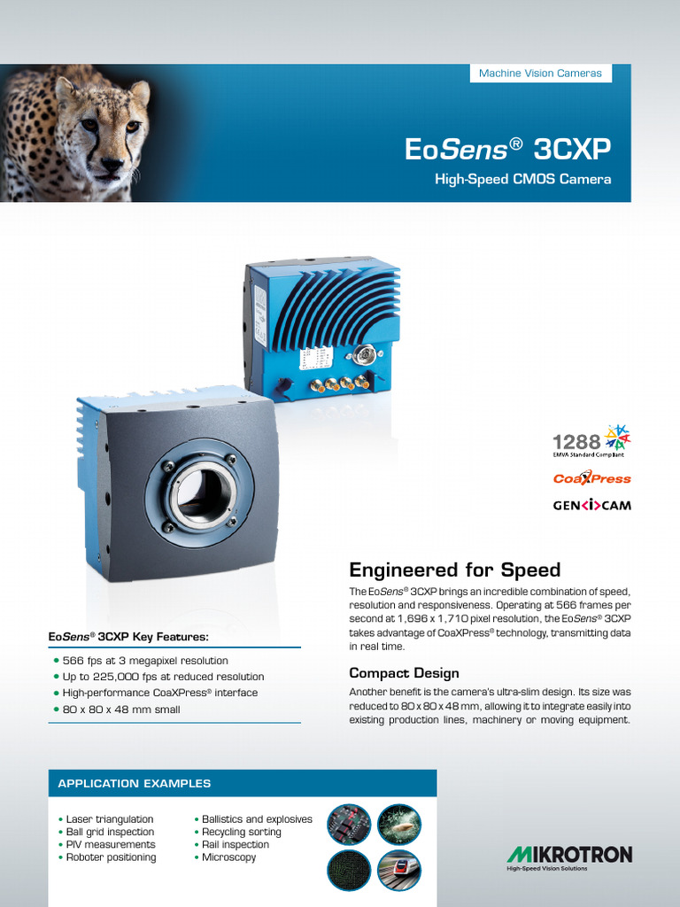 Mikrotron Eosens CXP Series Datasheets | PDF | Pixel | Frame Rate