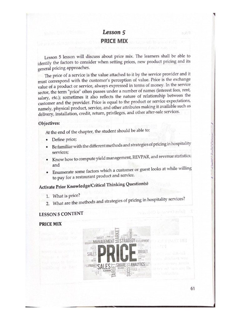 Lesson 5 PRICE MIX | PDF