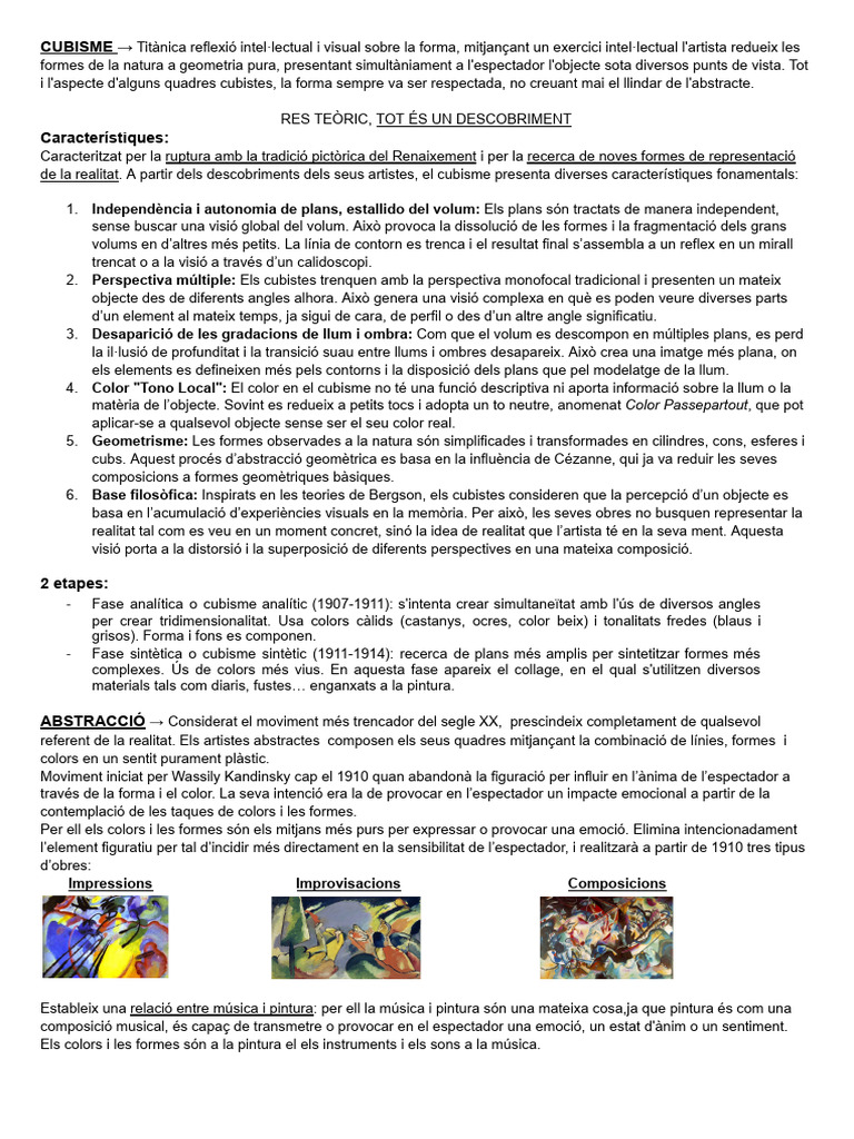 Còpia de Cubisme, Fauvisme I Abstracció | PDF